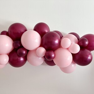 Burgundy and Pink Balloon Garland, Anniversary Party Decor, Burgundy ...