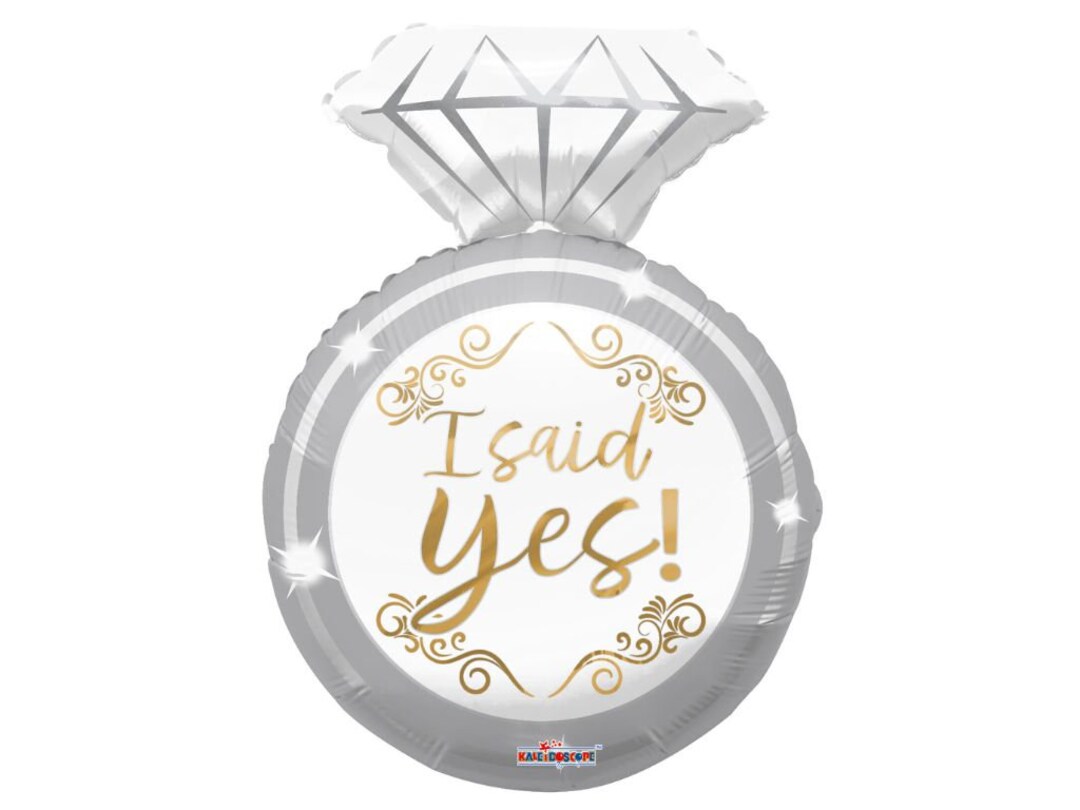 Silver + Gold Engagement Ring Balloon | Diamond Ring Balloon ...