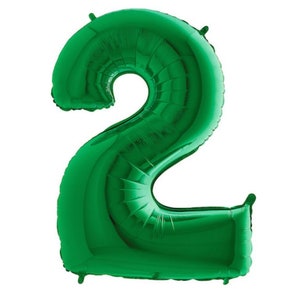 2nd Birthday Balloon, Number 2 Balloon, Green Jumbo 2 Balloon, 2nd ...