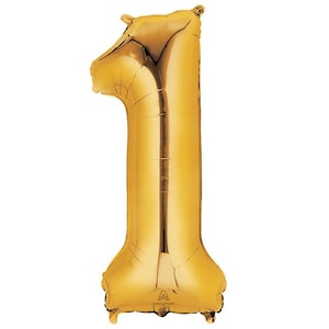 Large Gold One Balloon, 34 Inch Gold Foil Number One Balloon, 1st ...