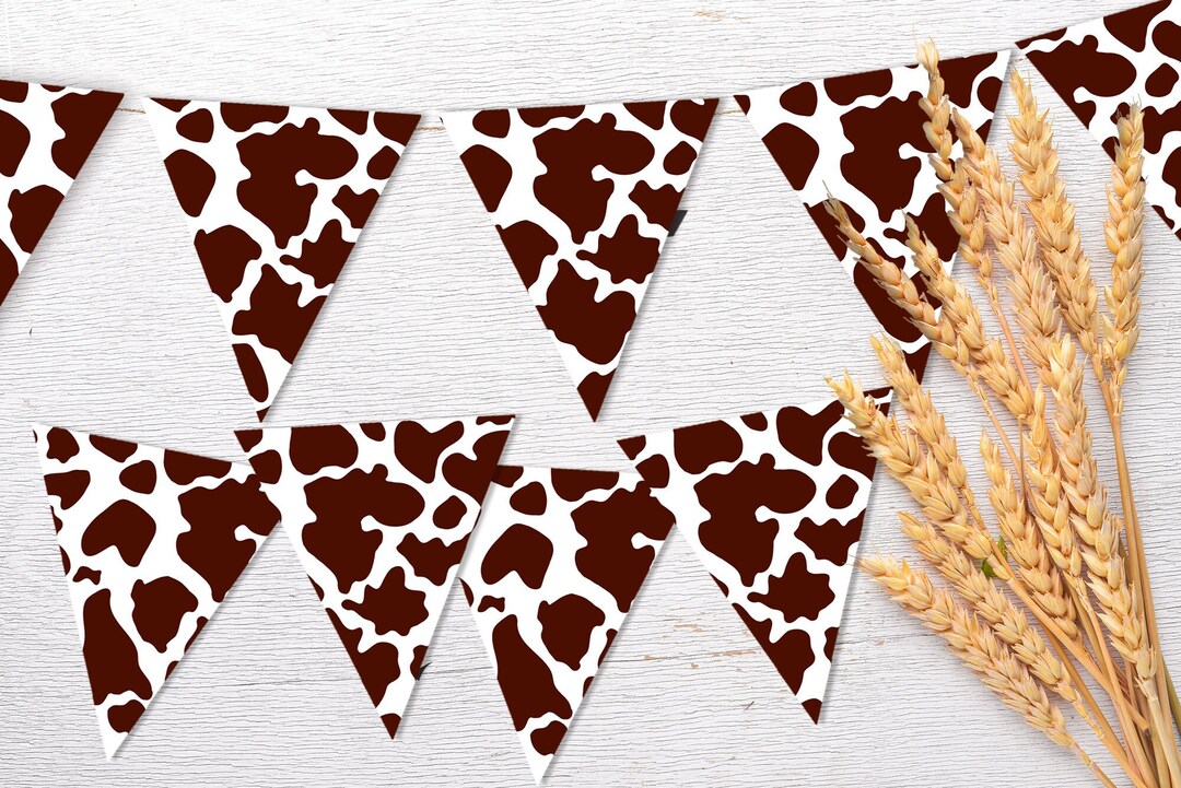 Farm Theme Banner Brown Cow Spots Garland for Farm or - Etsy