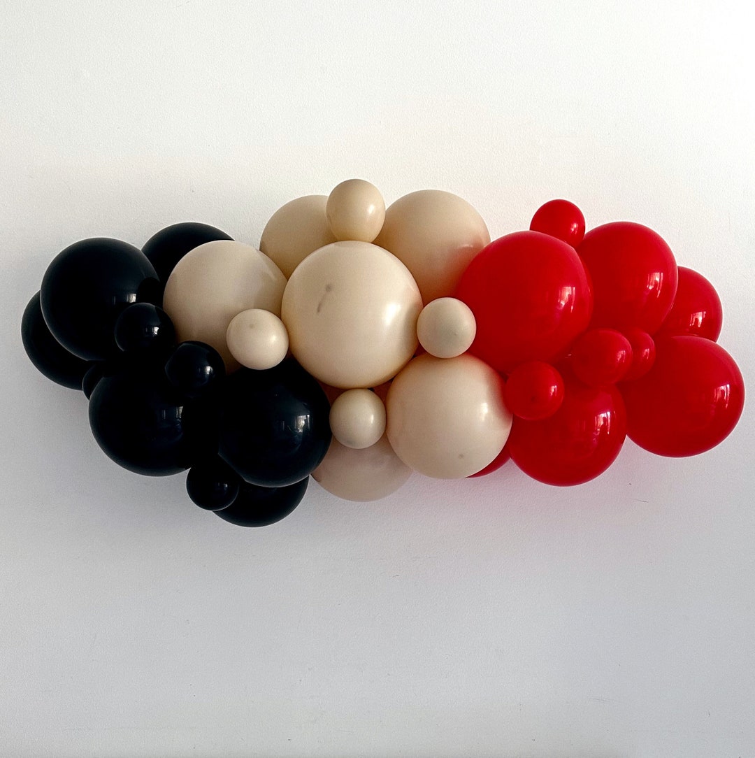 Red, Black and Tan Balloon Garland, Holiday Party Decorations, Bold ...