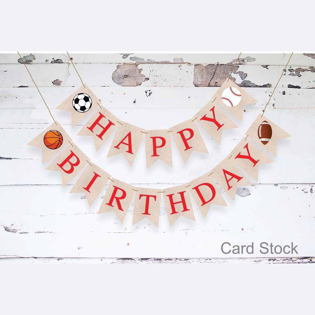 Sports Happy Birthday Banner, Basketball, Soccer, Baseball, Football ...