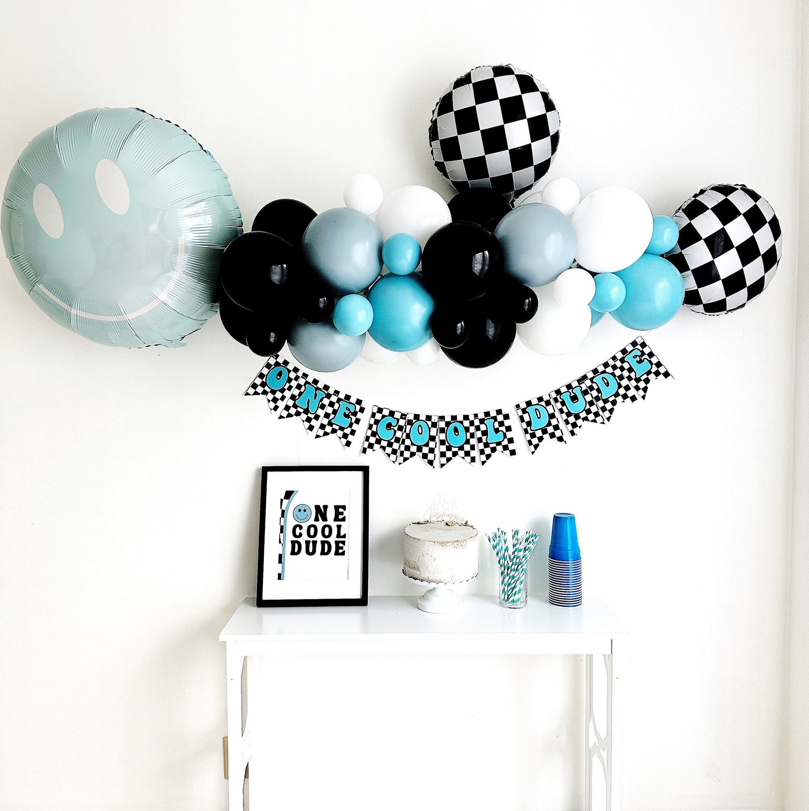 One Cool Dude Birthday Party | Smile Face Balloons | Happy Face First ...