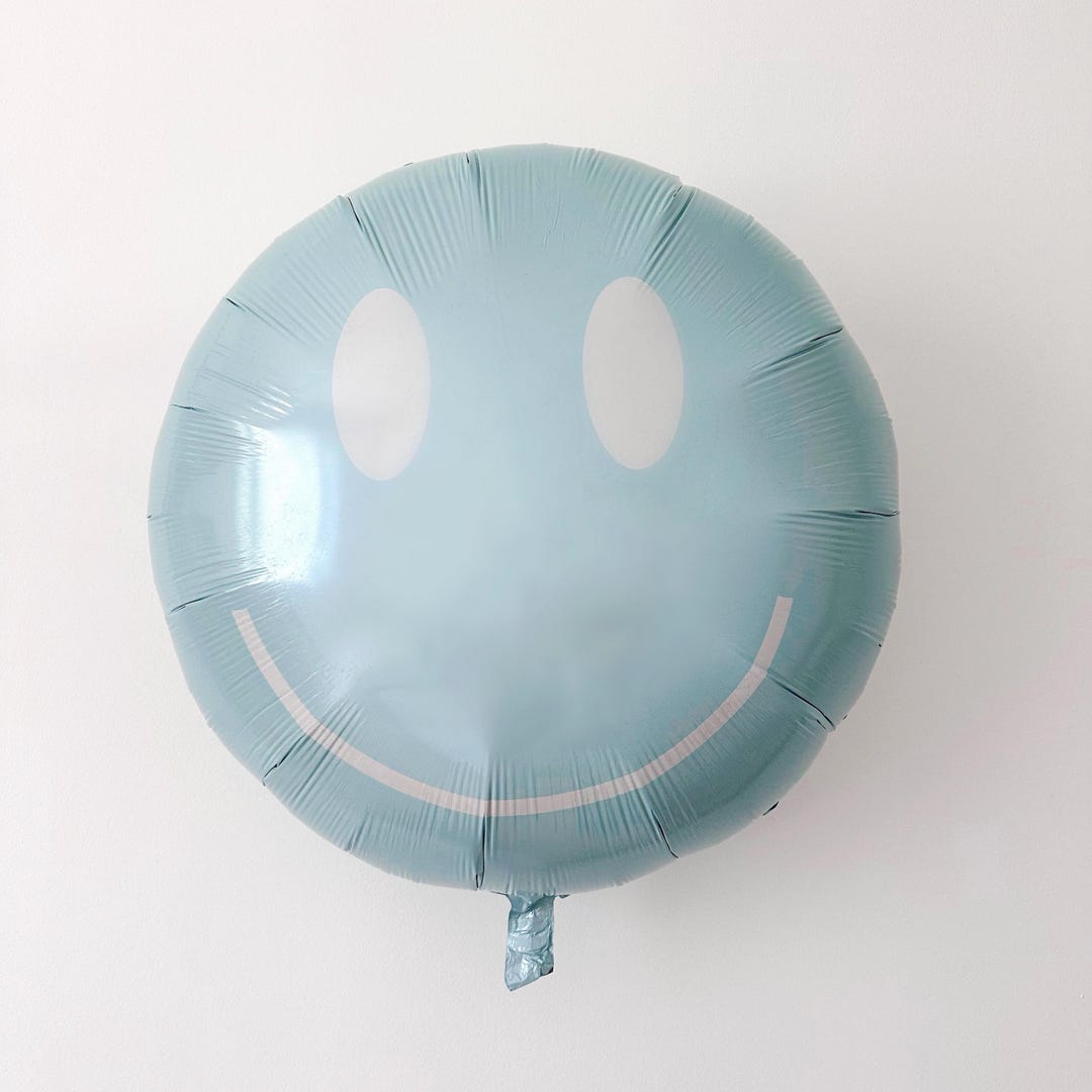 Light Blue Smile Face Balloon, One Cool Dude Party Décor, Happy Face ...