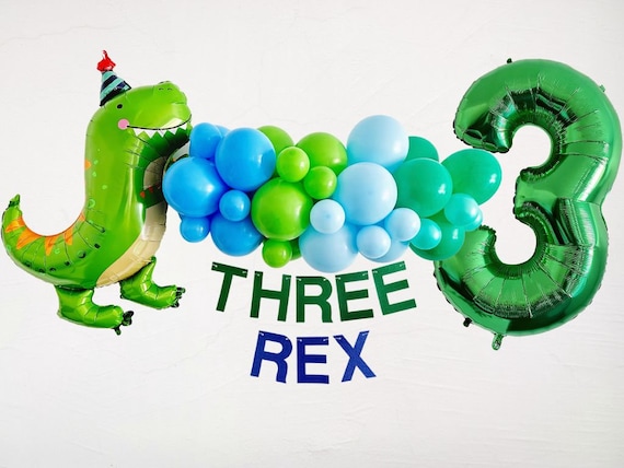 Three Rex Birthday Party | Dinosaur Balloons | Third Birthday Party ...