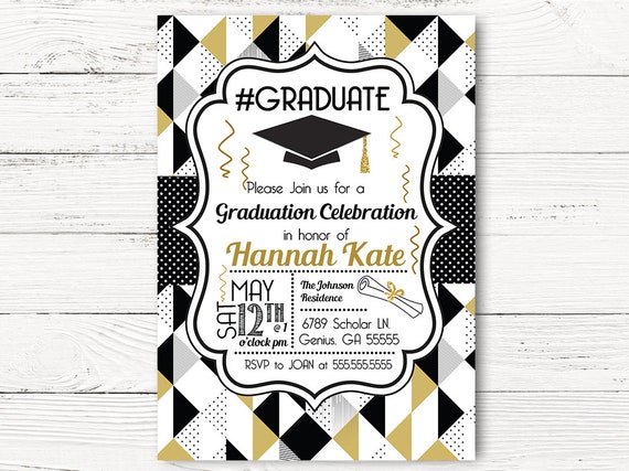 Graduation Party Cards, Class of 2023 Graduation Invitations, Black and ...
