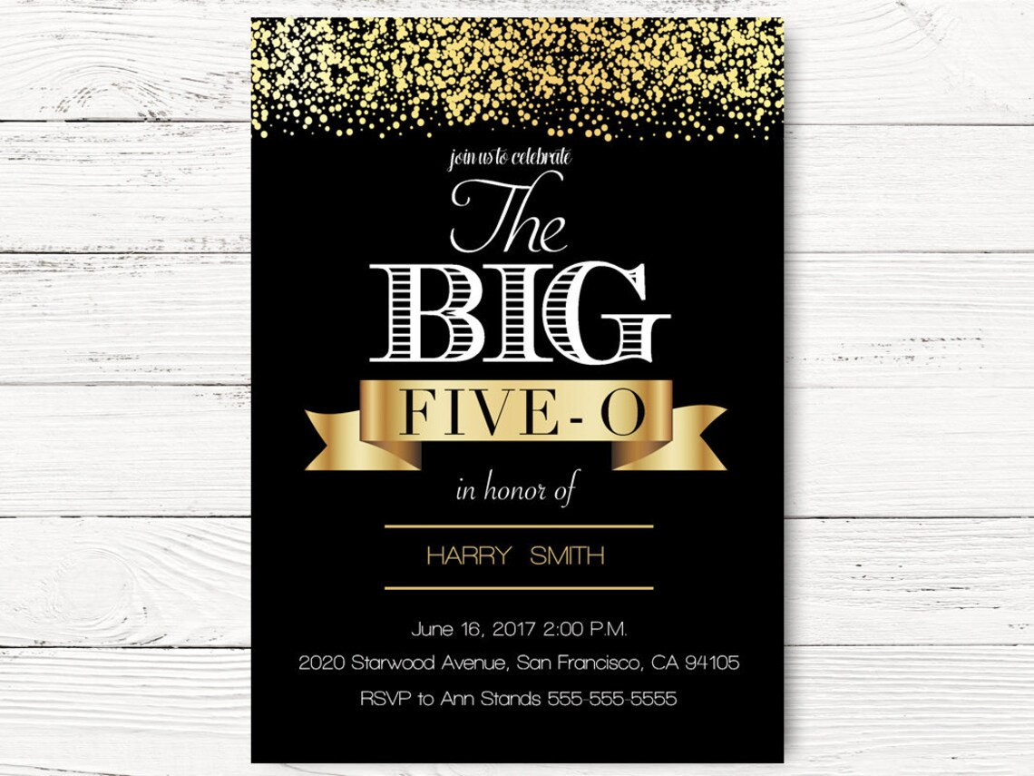 50th Birthday Invitation Fiftieth Birthday Invite Big Five-o - Etsy