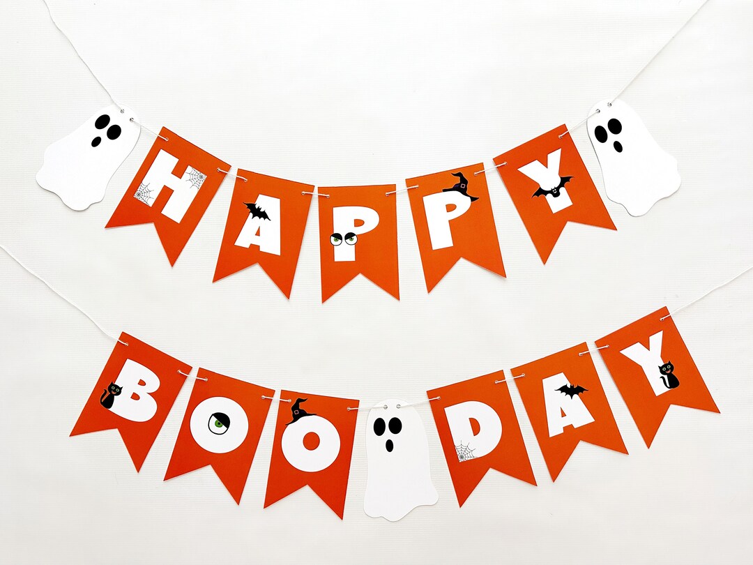 Happy Boo Day Banner Halloween Card Stock Banner Halloween - Etsy