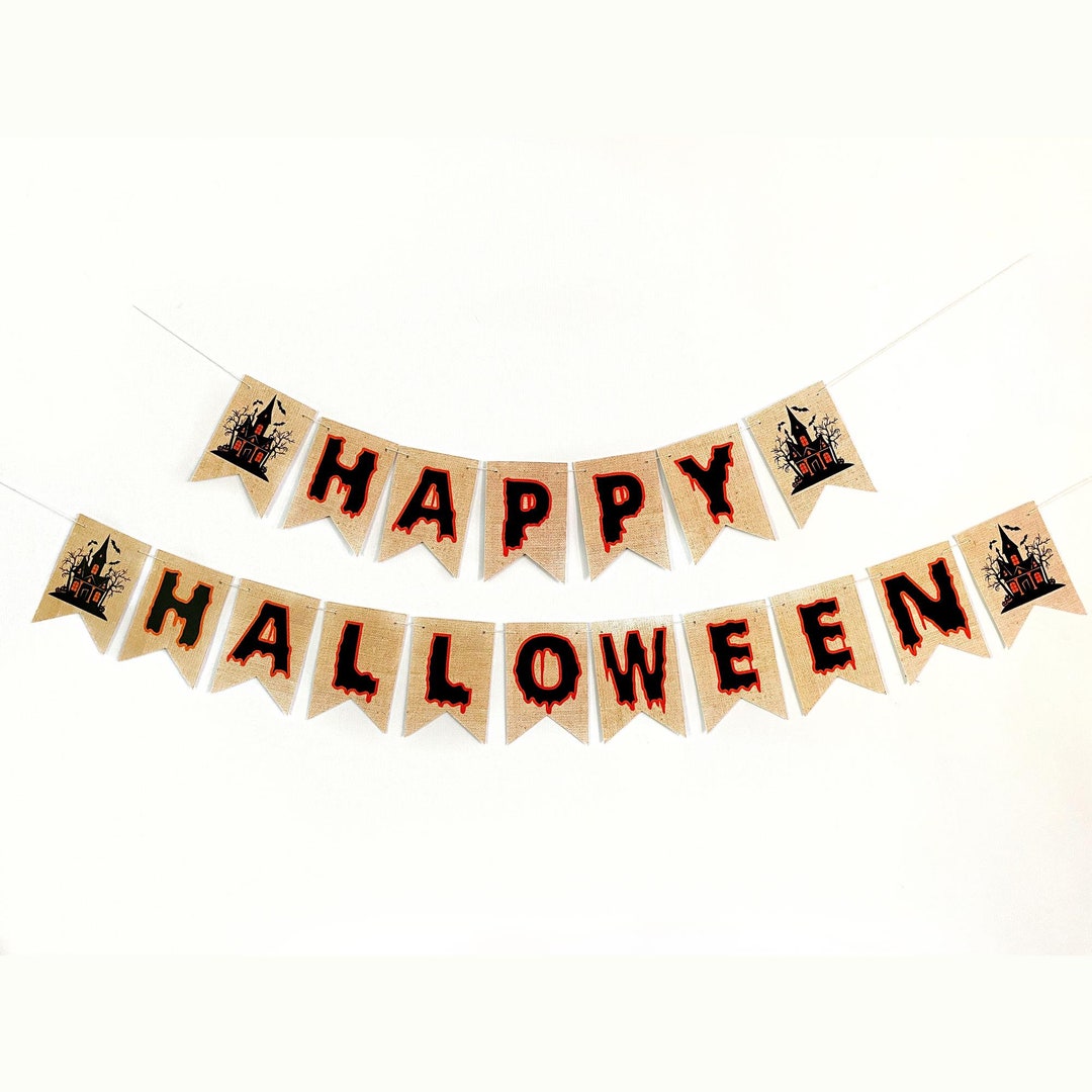Happy Halloween Haunted House Banner, Halloween Party Decor, Happy ...