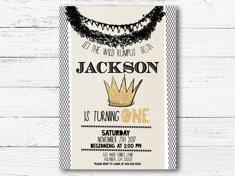 Wild Kingdom First Birthday Invitations Boy King Theme | Etsy