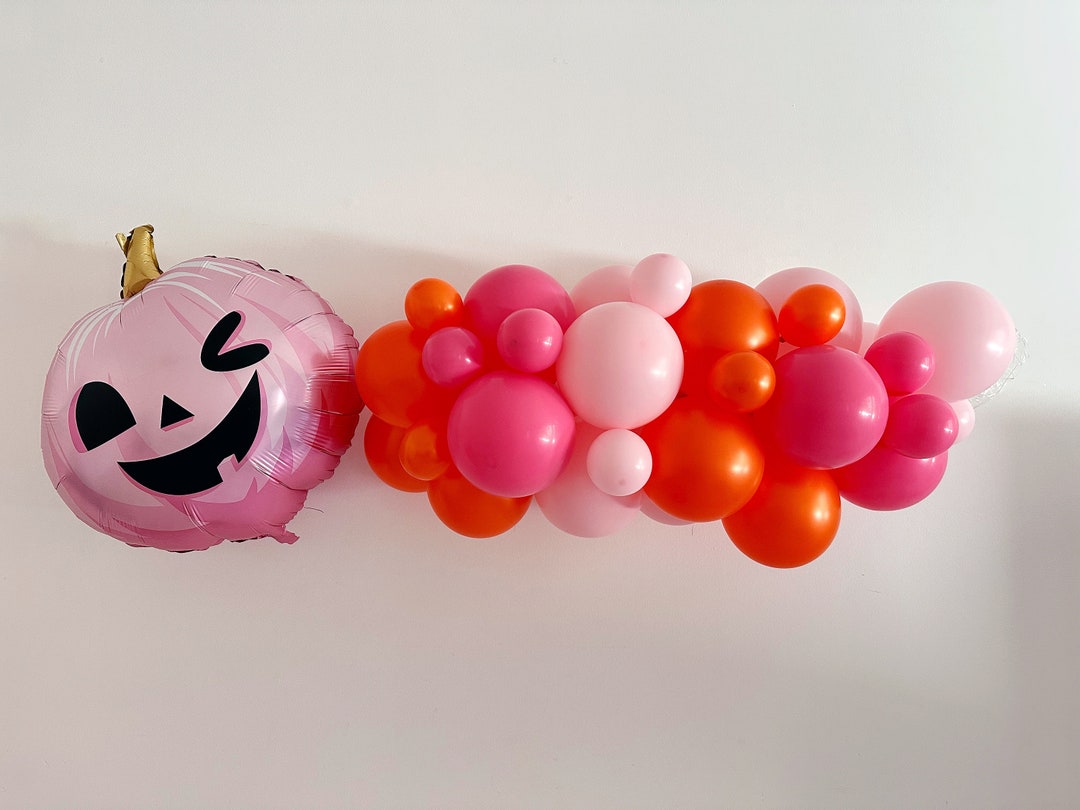 Pink Pumpkin Halloween Balloon Garland, Orange and Pink Fall Party Kit ...