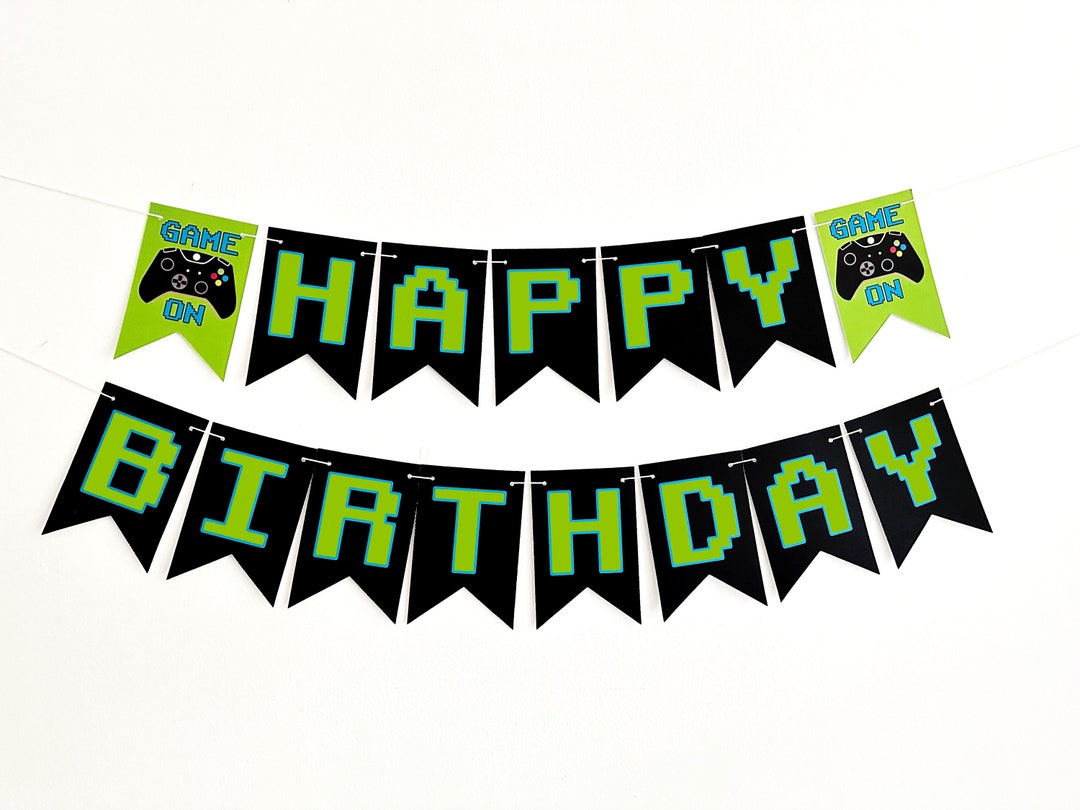 Video Game Birthday Party Banner Retro Video Game Banner - Etsy