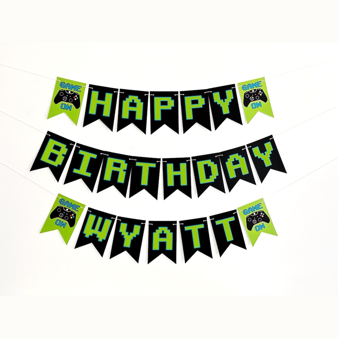 Personalized Video Game Birthday Party Banner | Retro Video Game Banner ...