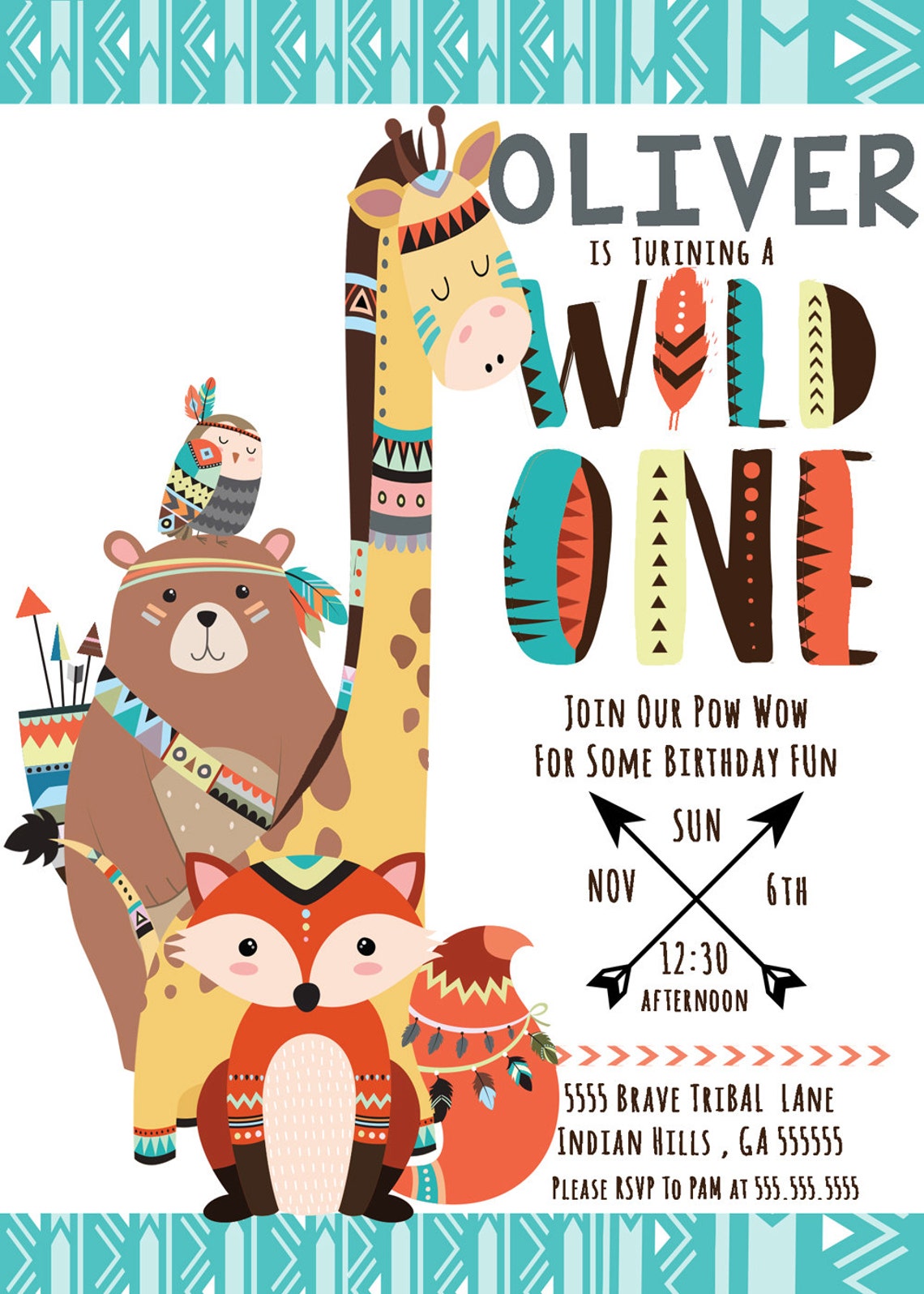 Digital Wild One Invitation Instant Download Package Tribal | Etsy