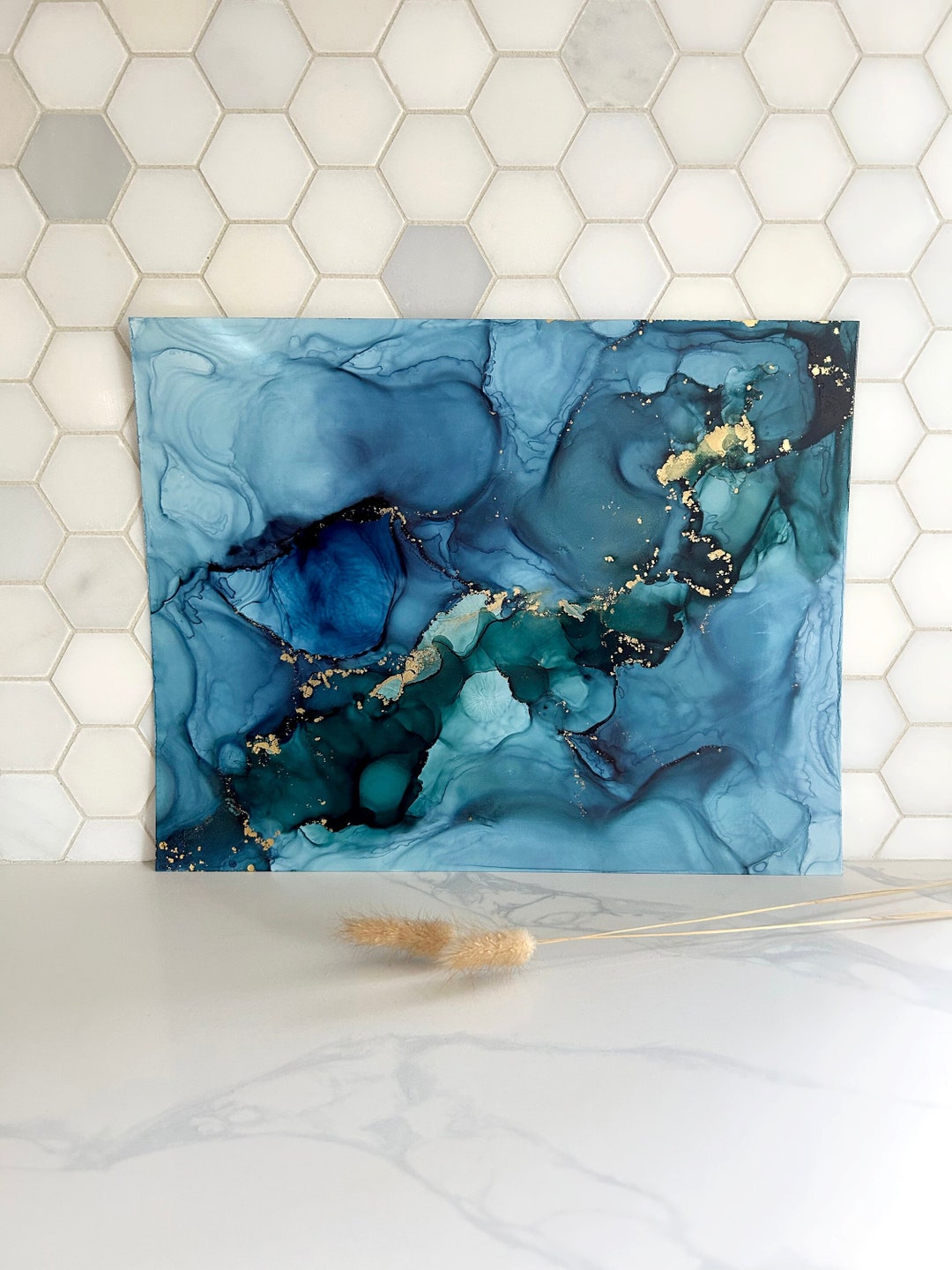 River Original Alcohol Ink Art Blue Alcohol Ink Art Modern - Etsy