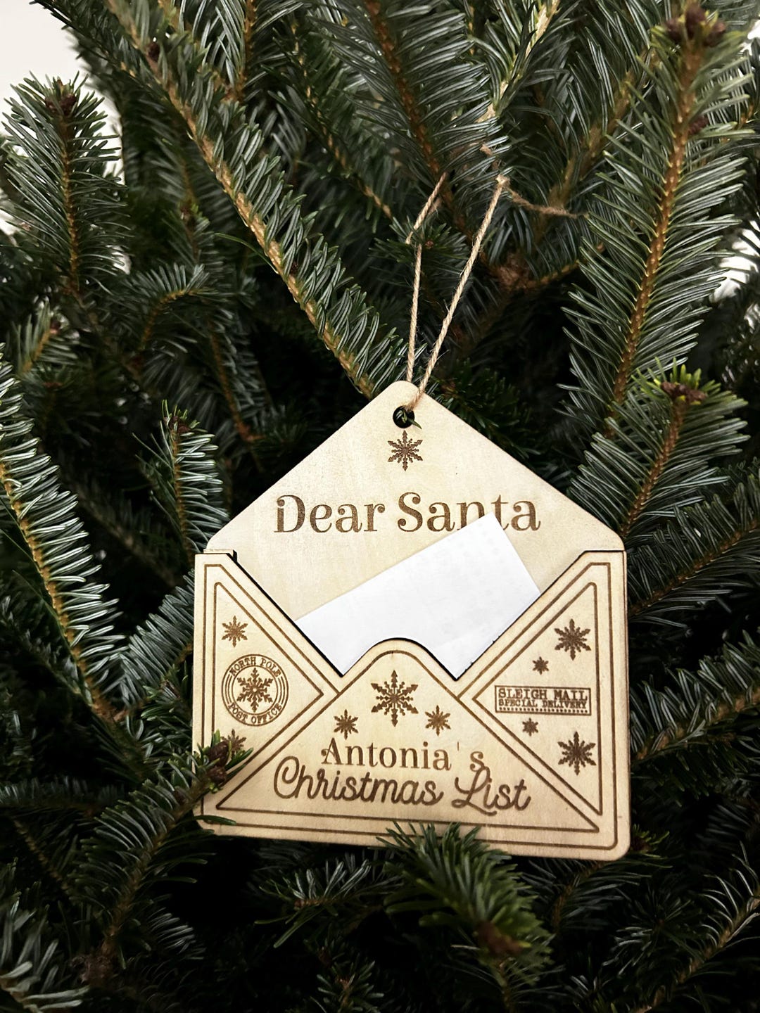 Wooden Santa Letter Envelope Ornament - Personalized Laser Cut Keepsake ...