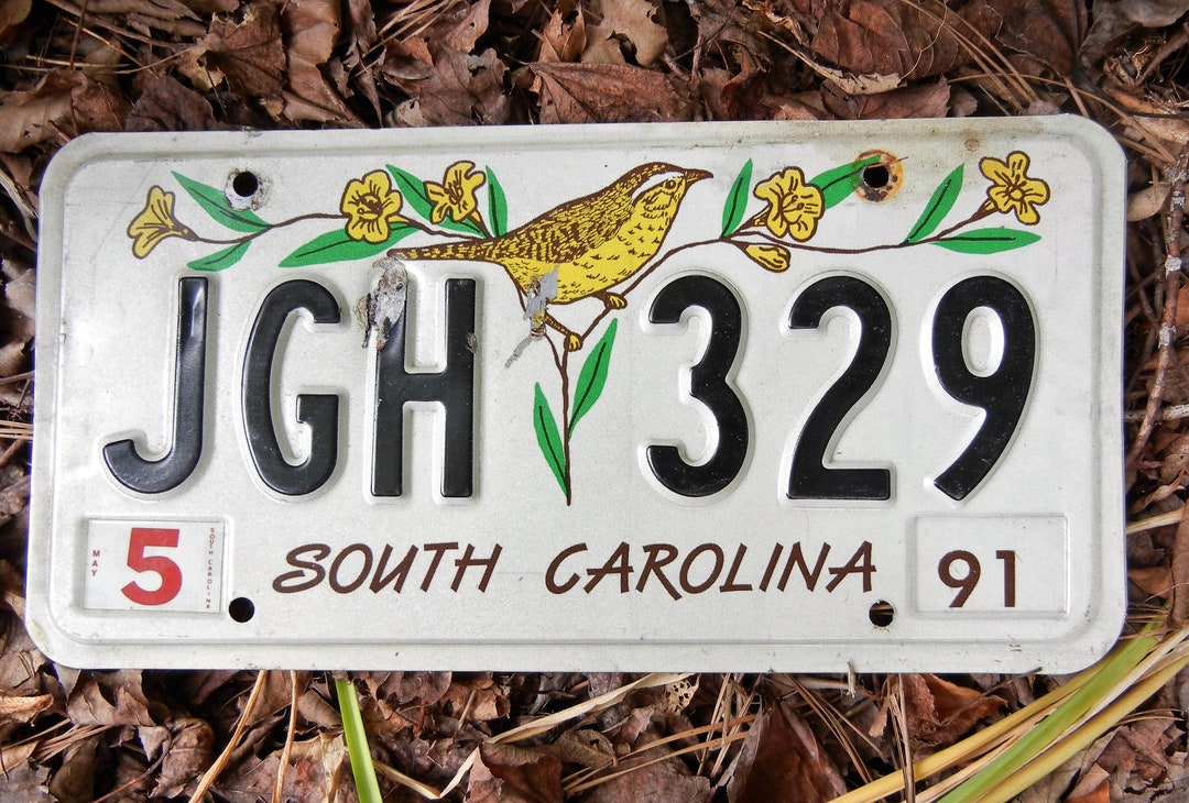 1991 South Carolina Vintage License Plate: Carolina Wren and - Etsy