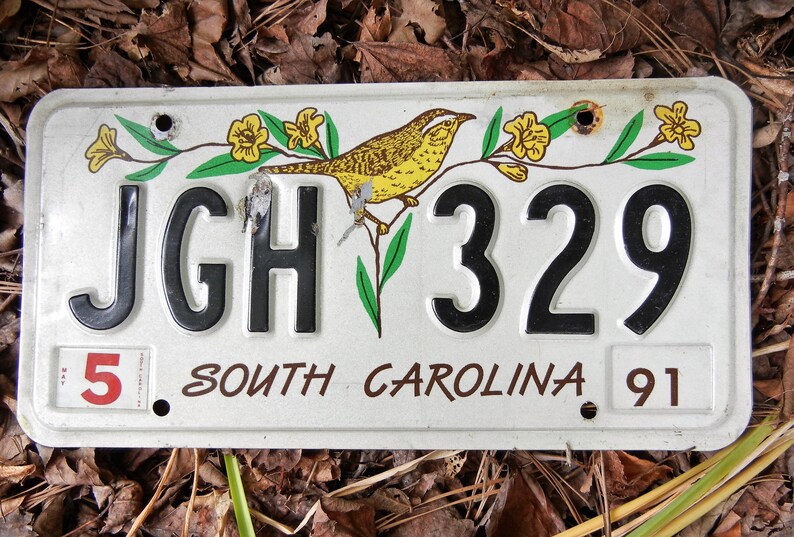 1991 South Carolina Vintage License Plate: Carolina Wren and - Etsy