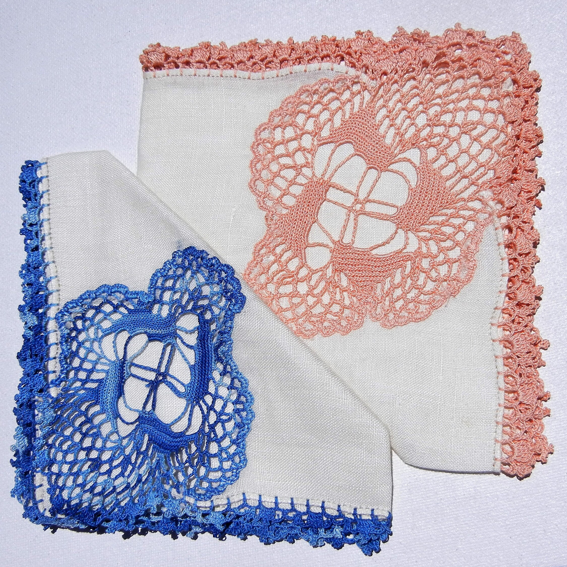 Vintage Linen Handkerchiefs With Crochet Lace Edgings and Crocheted ...