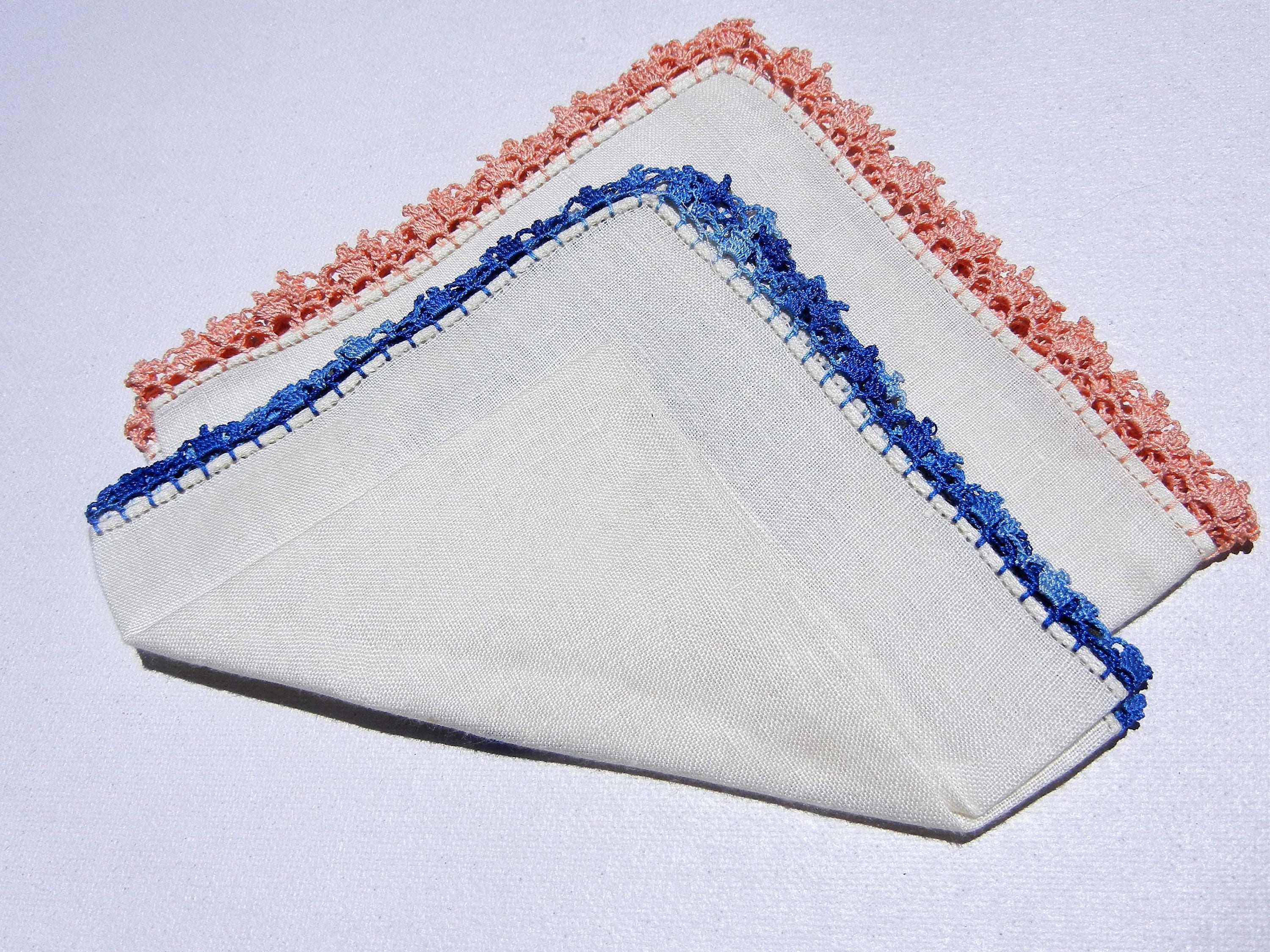 Vintage Linen Handkerchiefs With Crochet Lace Edgings and Crocheted ...