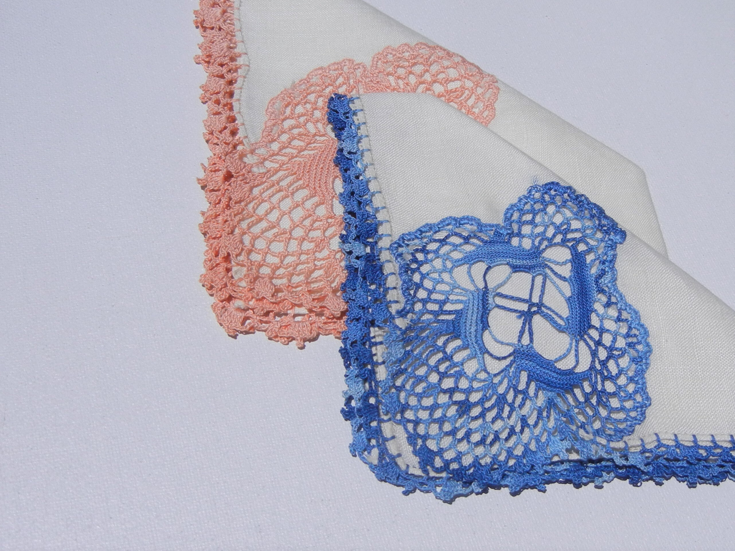 Vintage Linen Handkerchiefs With Crochet Lace Edgings and Crocheted ...