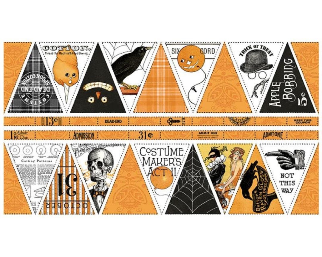 Vintage Halloween Fabric Panel: Costume Makers Act II, Queen of We'en ...