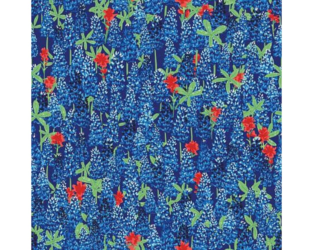 Texas Bluebonnets Quilt Fabric, Friendship Florals Bluebonnet Fabric ...