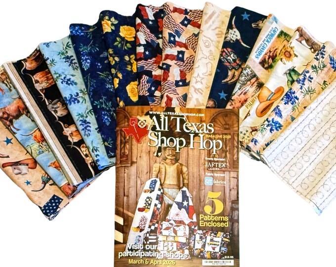 Texas Shop Hop Fabric Fat Eighth Bundle, Texas Fabric, Longhorn Quilt ...
