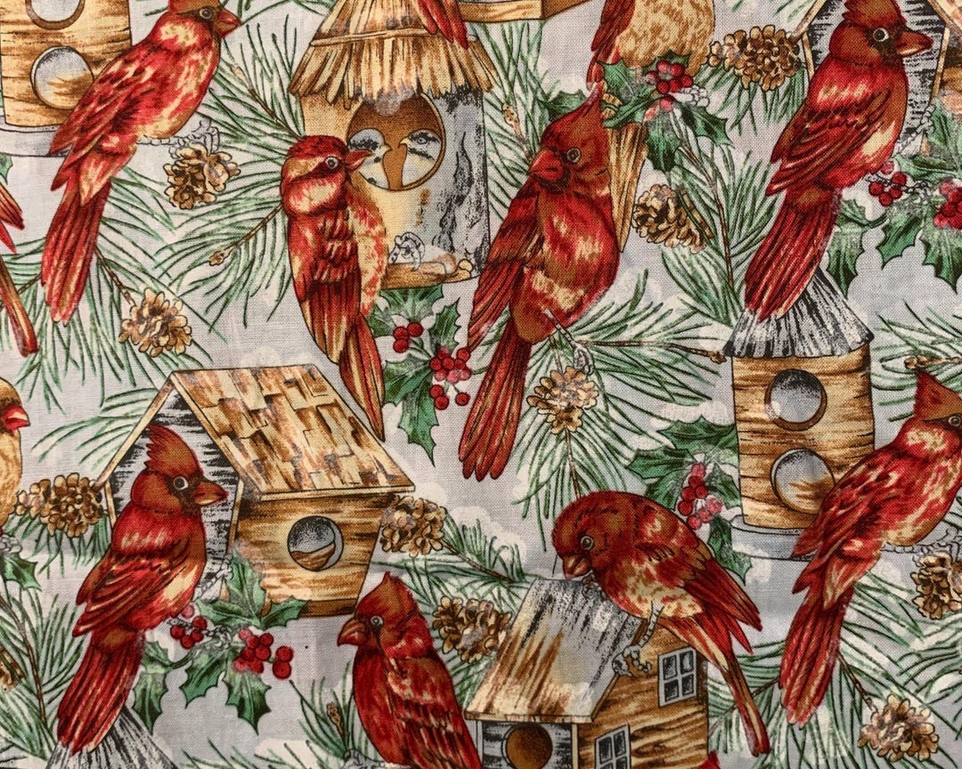 Red Cardinal Quilt Fabric, Tropical Trading Fabrics, Quilting Fabric ...