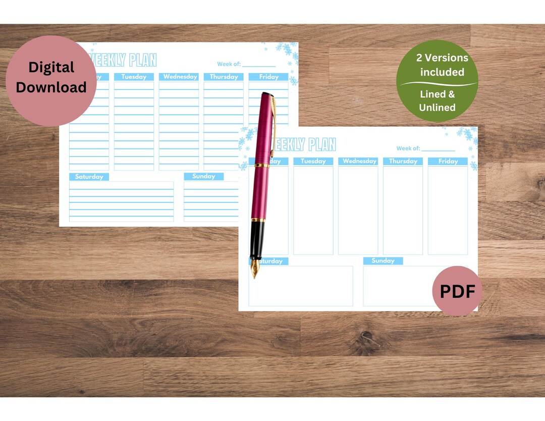Winter Planner, Weekly Planner Printable, Weekly Planner Winter Weekly ...