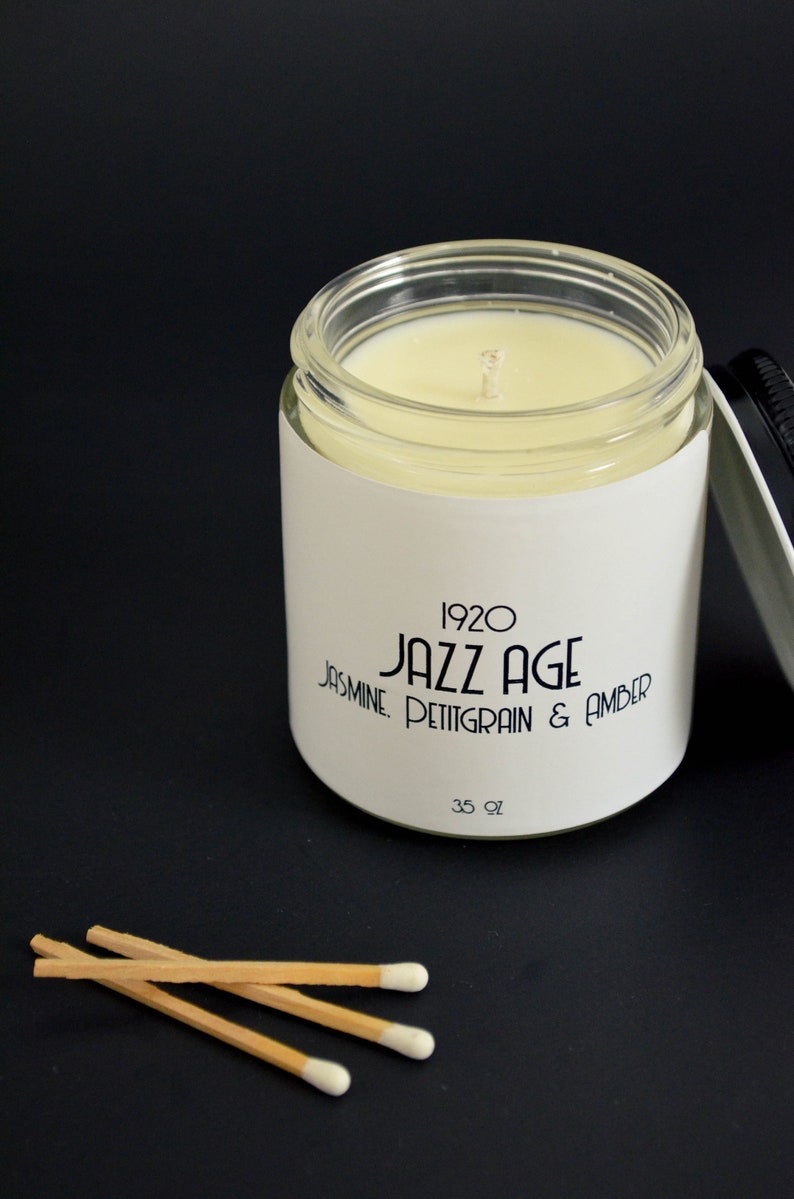 Jazz Age Scented Soy Candle 3.5 Oz / Jasmine Petitgrain & - Etsy