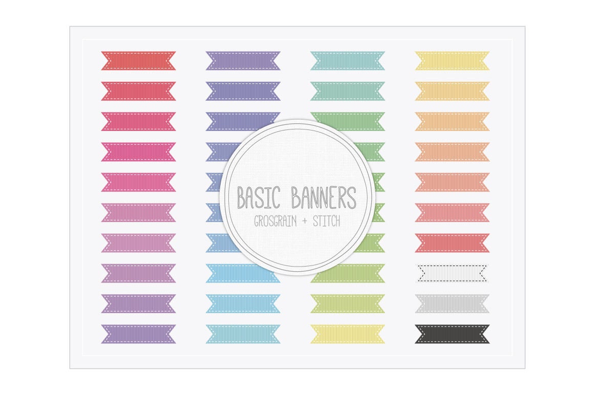 Banner Clip Art Digital Banner Basic Ribbon Banners - Etsy