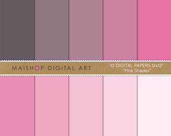 Pink Digital Paper Pack 12 X 12 Solid Color Ombre Digital - Etsy