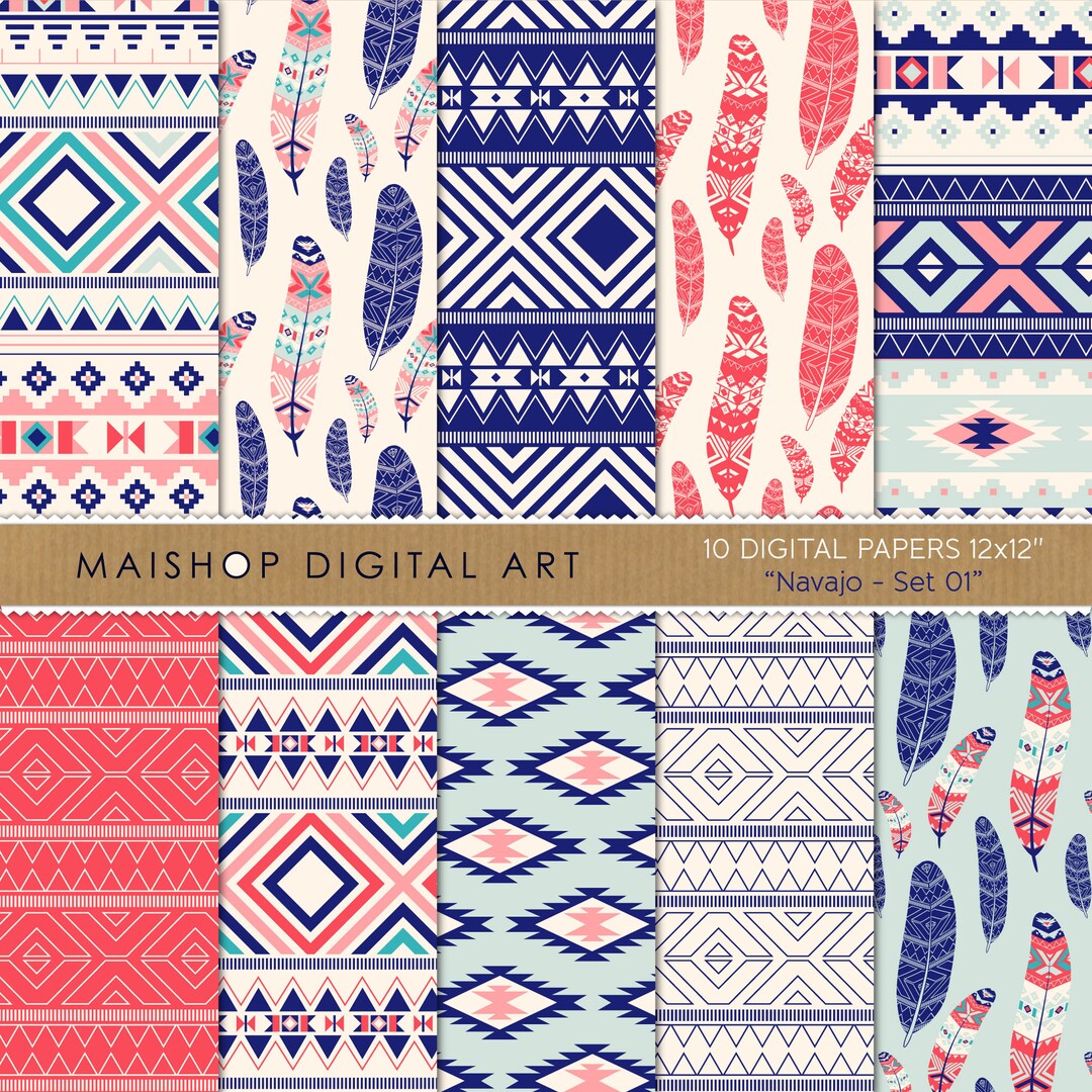 Tribal Digital Paper I Instant Download Backgrounds I Boho Printable ...