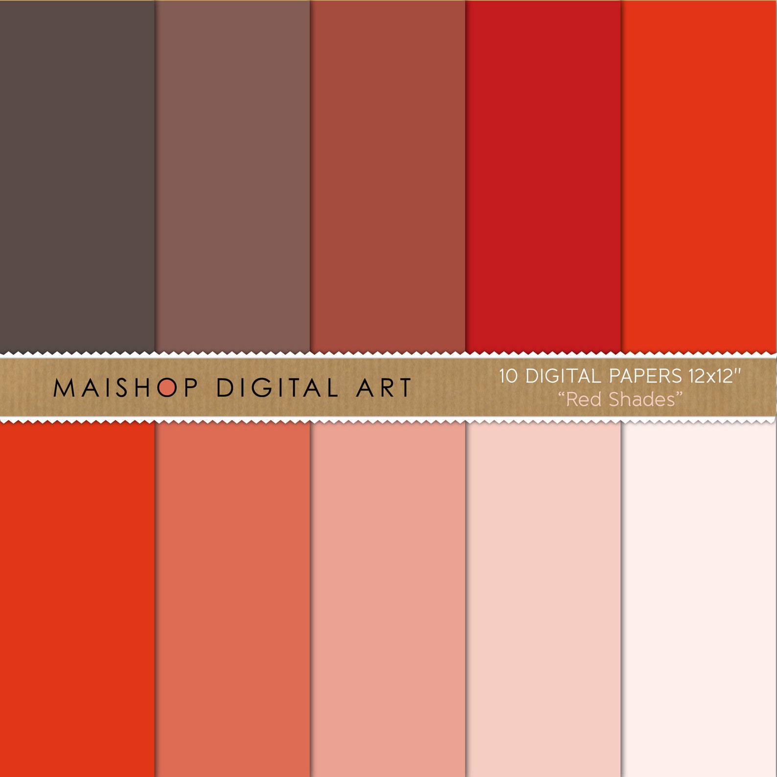 Solid Color Digital Paper 'red Shades' Instant Download Plain Printable ...