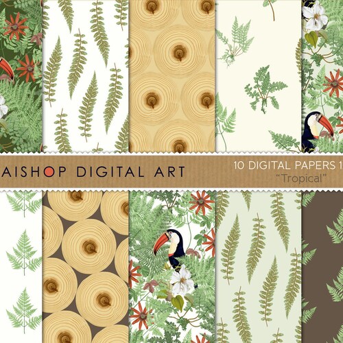 Summer Tropical Digital Paper Instant Download Floral | Etsy