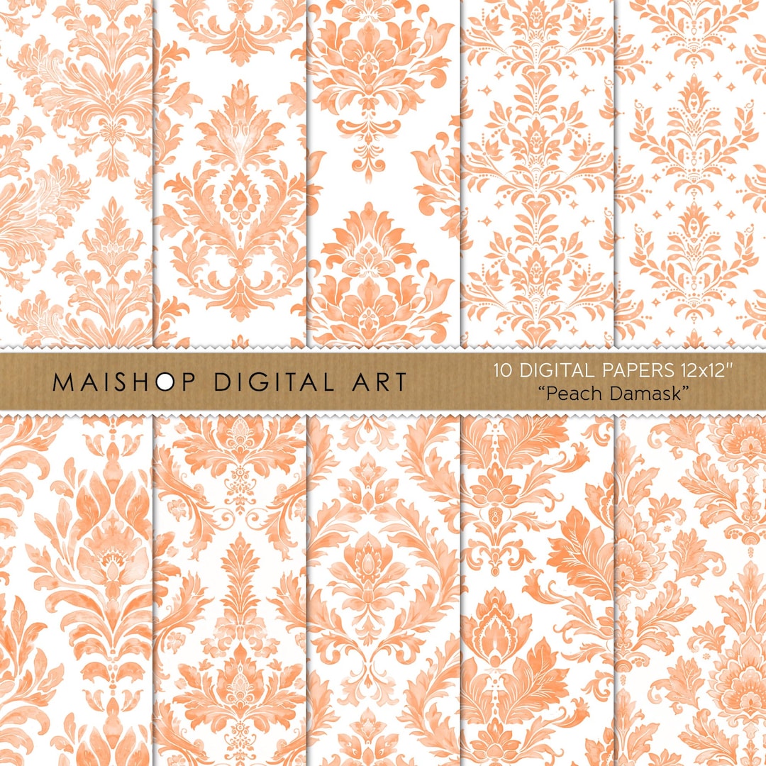 Seamless Pattern Damask Digital Scrapbook Paper, Printable Paper ...