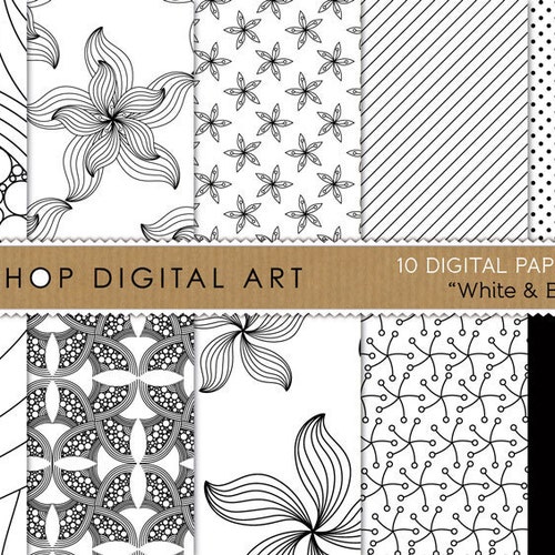 Black and White Digital Paper Background Scrapbook Papers - Etsy