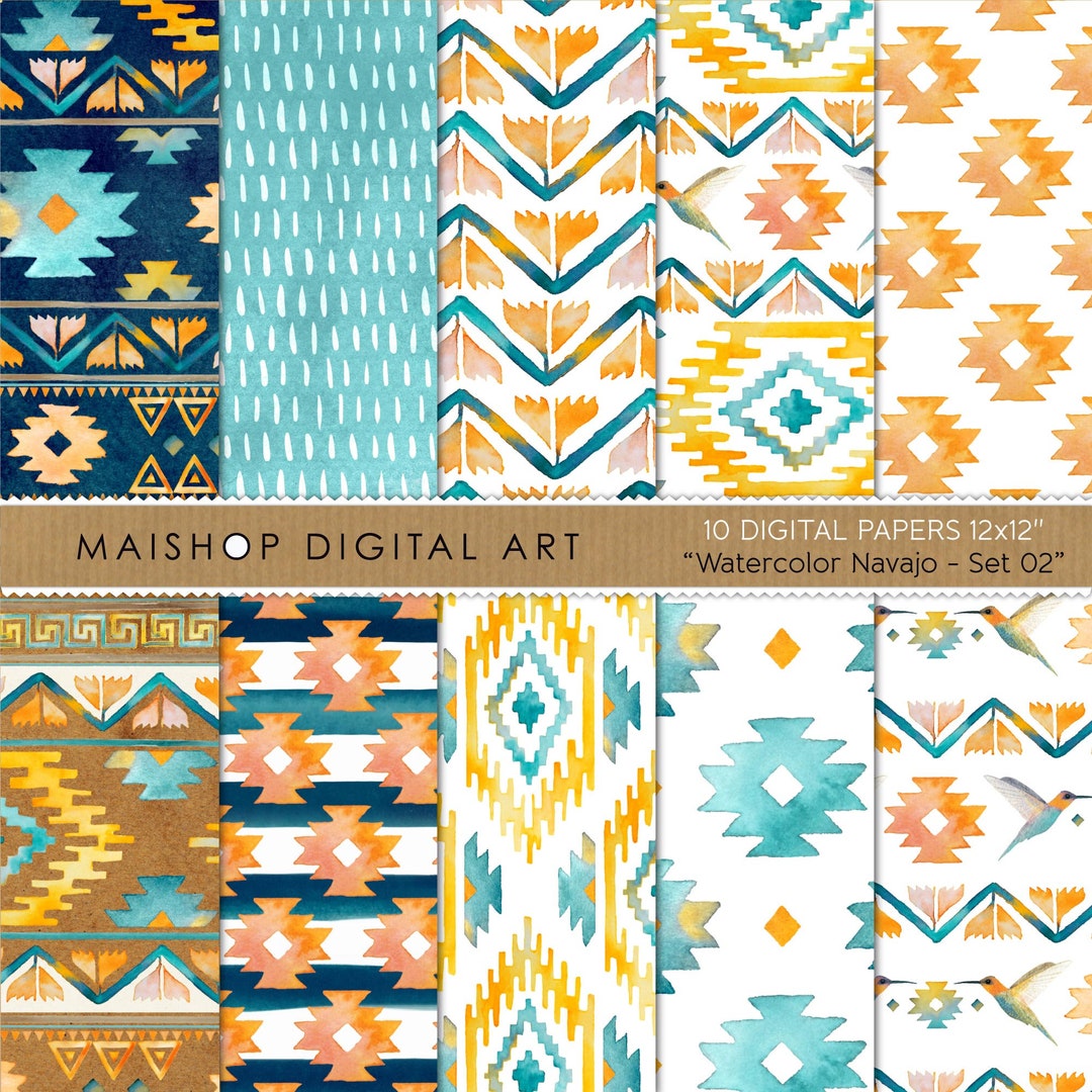 Navajo Digital Paper Pack | 10 Seamless Ethnic Boho Patterns ...