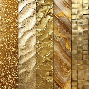 Gold Digital Paper Set ⎢ Download Scrapbook Paper ⎢ Gold Metal Textures ...