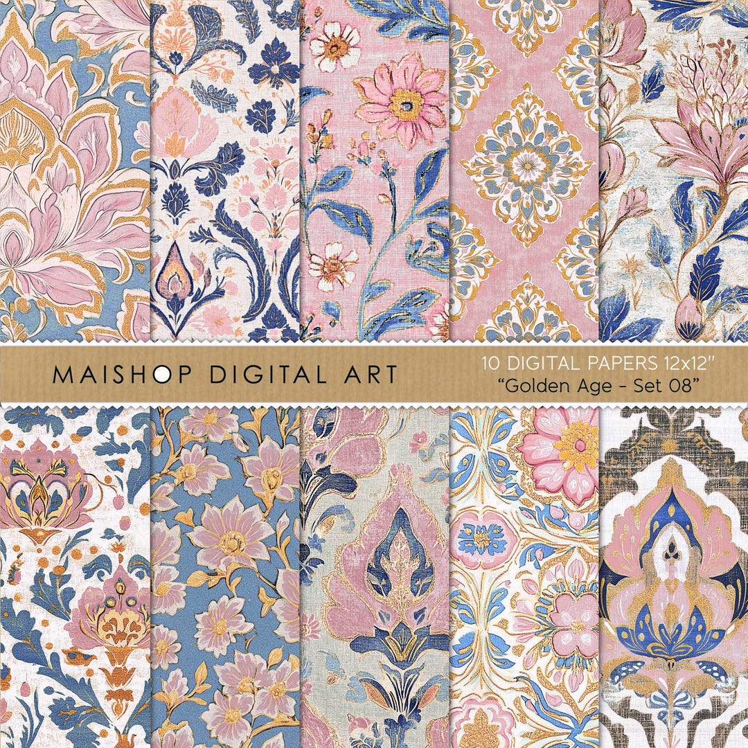 Seamless Floral Designs • Elegant Boho Digital Papers With Delicate ...