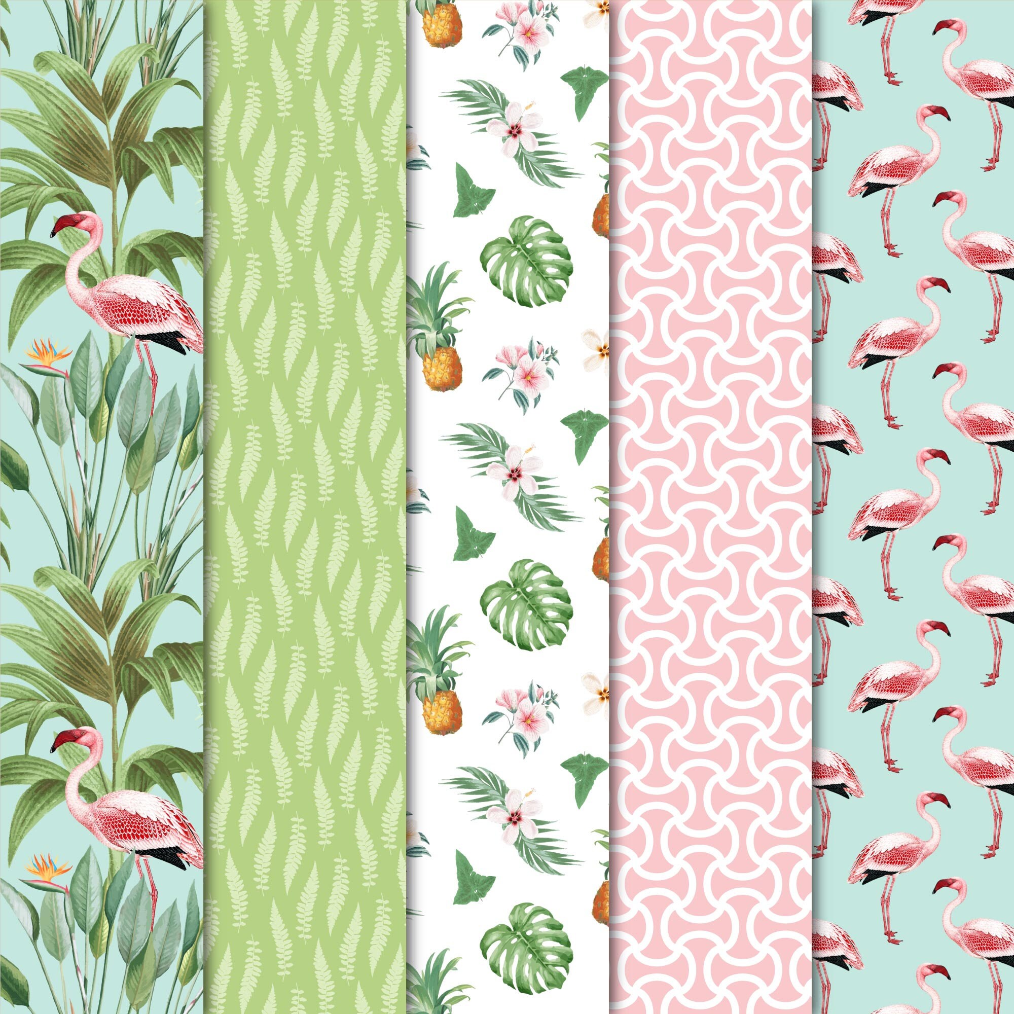 Tropical Digital Paper, Floral Scrapbook Paper "pink Flamingo ...