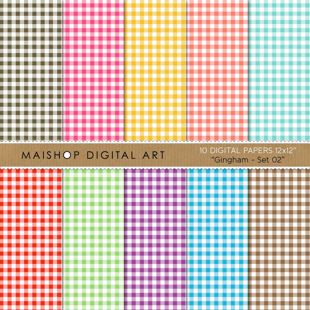 Gingham Digital Paper - Instant Download Scrapbook Papers - Printable ...