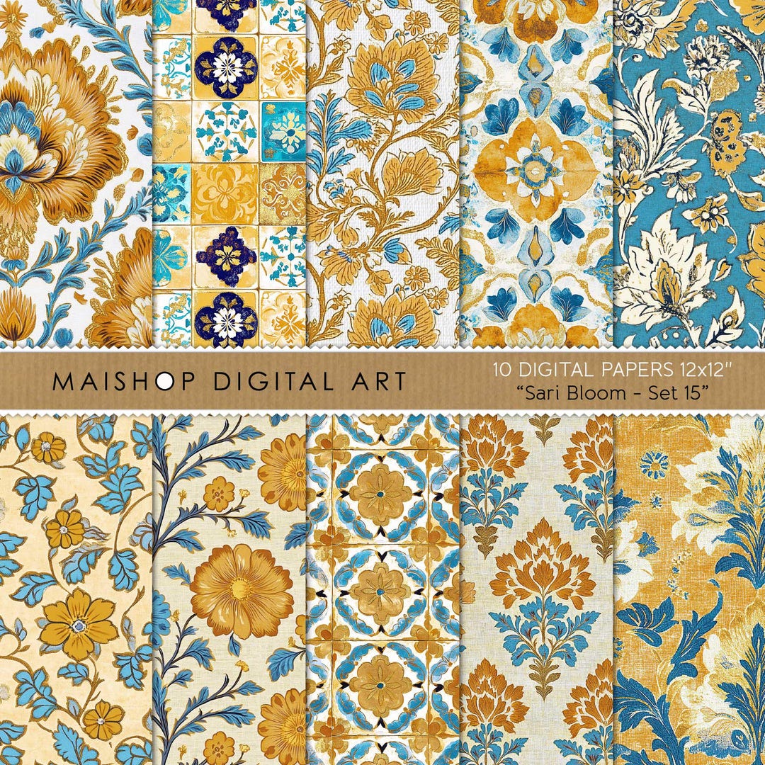 Seamless Indian Style Digital Papers • Boho Textured Patterns ...