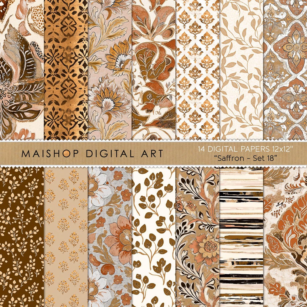 Earthy Tones Digital Paper Bundle • Seamless Indian Patterns for ...