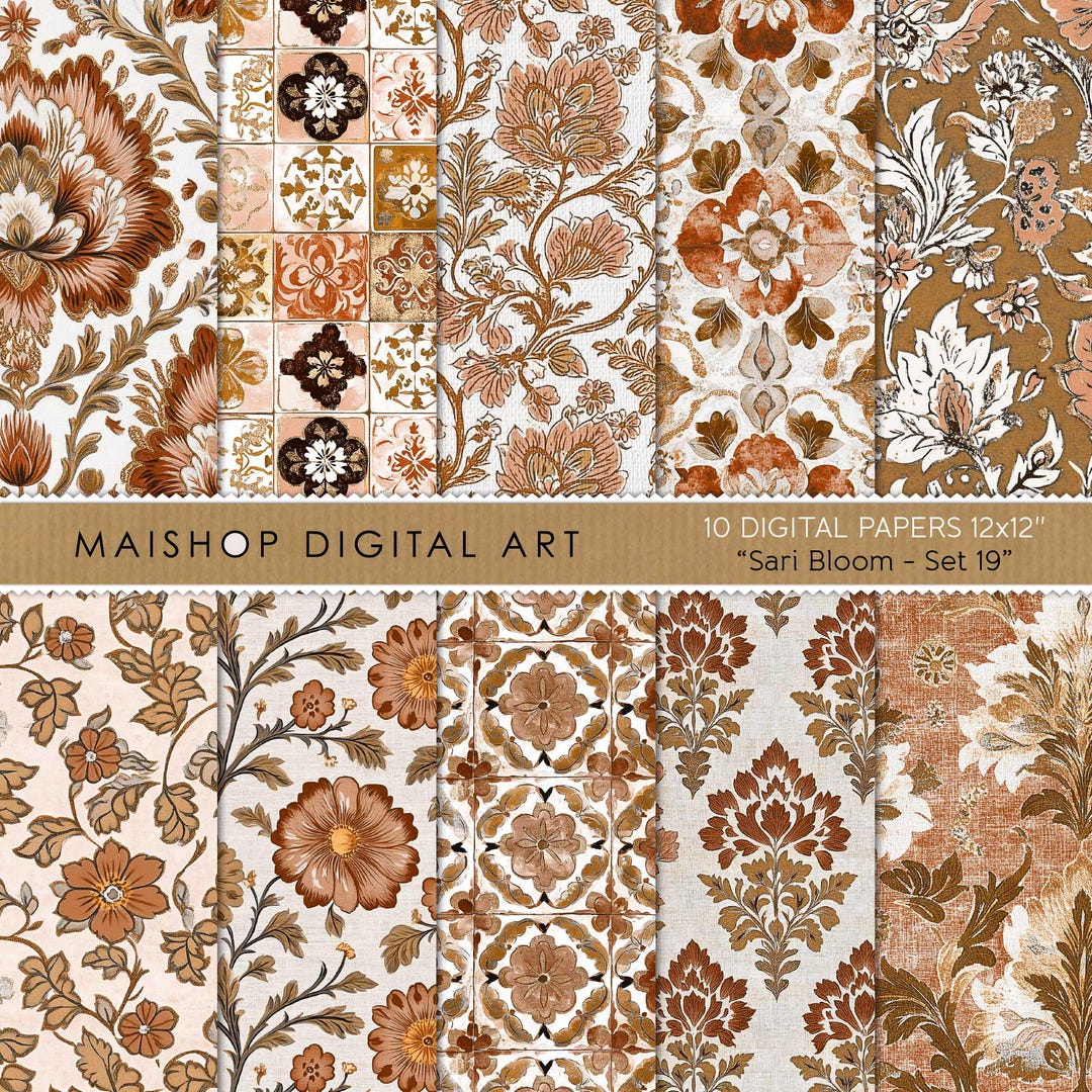 Seamless Digital Paper Pack • Earthy Textured Patterns With Tiles and ...