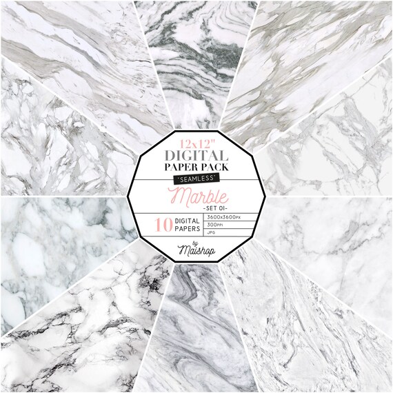 Seamless Digital Paper "Marble" Backgrounds, Marble Paper, Seamless ...