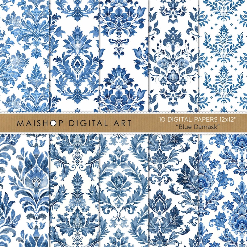 Damask Digital Paper - Etsy