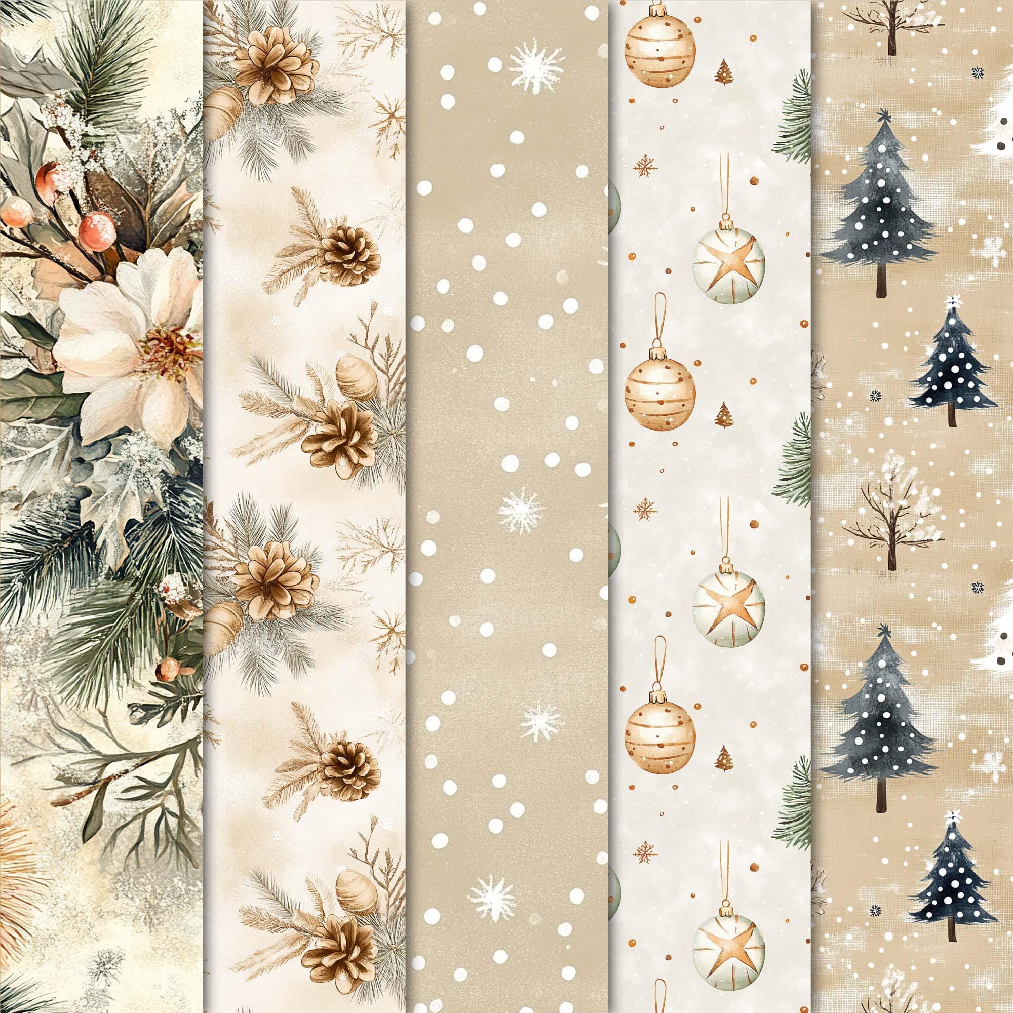 Muted Christmas Digital Papers • Printable Winter Seamless Patterns ...